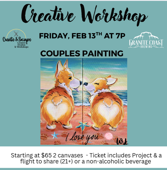 2.13 @7pm Couples Puppy Love Paint Night! Painting @ Granite Coast ...